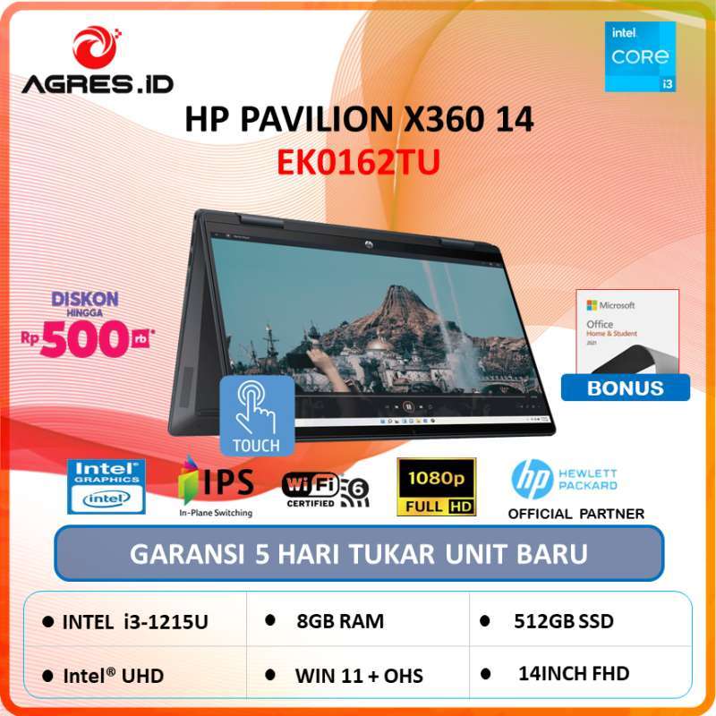 Promo HP PAVILION X360 14 EK0162TU - I3 1215 8GB 512GB 14.0 FHD IPS PEN 2IN1 WIN11 OHS BLUE ...