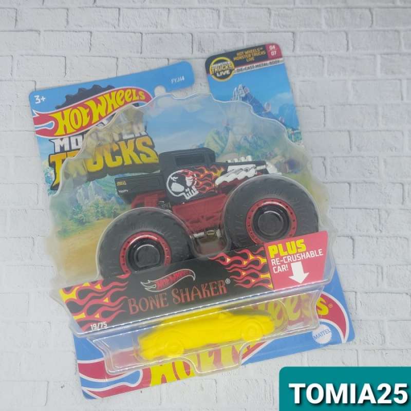 Promo HOT WHEELS MONSTER TRUCKS BONE SHAKER PLUS RE-CRUSHABLE CAR ...