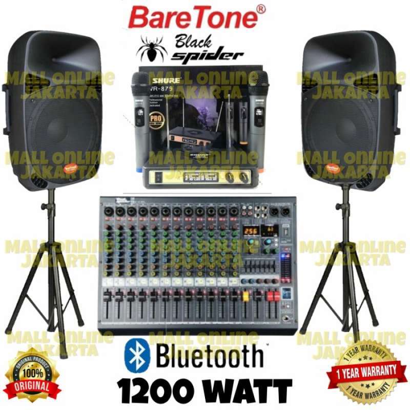 Promo PAKET SOUND SYSTEM BARETONE 15 INCH 12 CHANNEL POWER MIXER 1200 ...