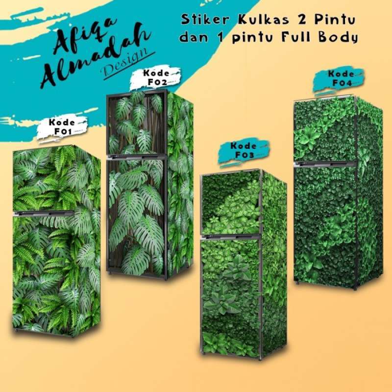 Promo SALE STIKER KULKAS 2 PINTU DAN 1 PINTU FULL BODY MOTIF DAUN HIAS ...