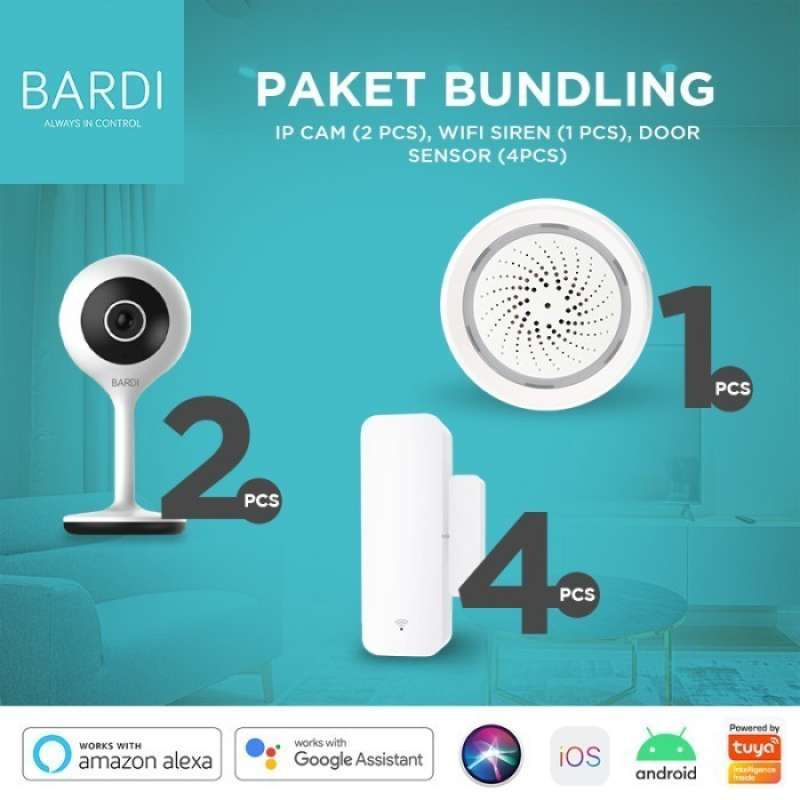Promo Bardi Smart Security Pack Bundle Ip Cam, Alarm, Door & Window Sensor - Diskon 50% Di ...
