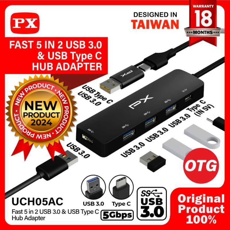 Promo Usb Type C Hub Converter Usb 3.0 Otg Type C 5 In 2 Px Uch05ac ...