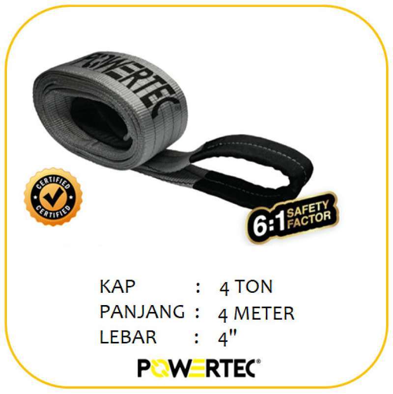 Promo Webbing Sling 4 T X 4 M Powertec Belt Tali Webing Angkat