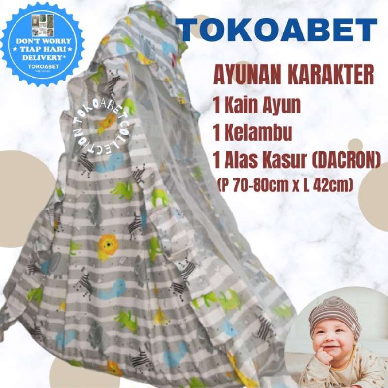 Promo Ayunan bayi tiang chrome stainless kain ayunan karakter lengkap ...