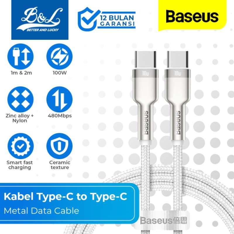 Promo BASEUS KABEL DATA TYPE-C TO TYPE-C 100W FAST CHARGING METAL DATA ...