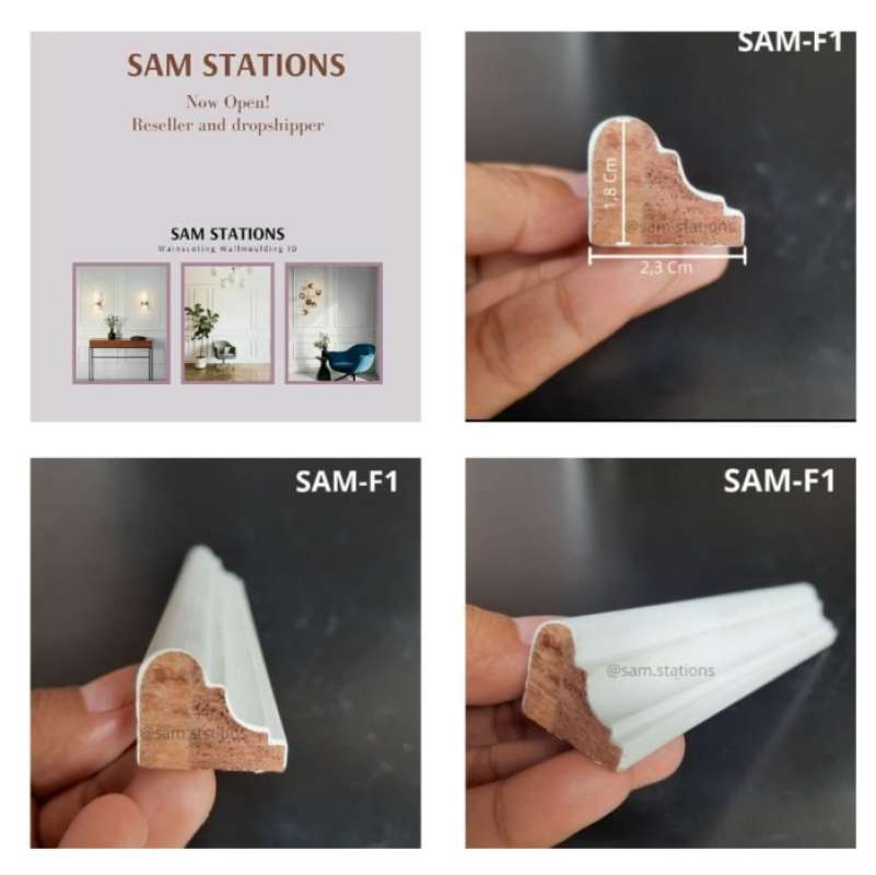Promo Sam-f1 Lis Kayu Wall Moulding Molding Wainscoting List Dinding ...