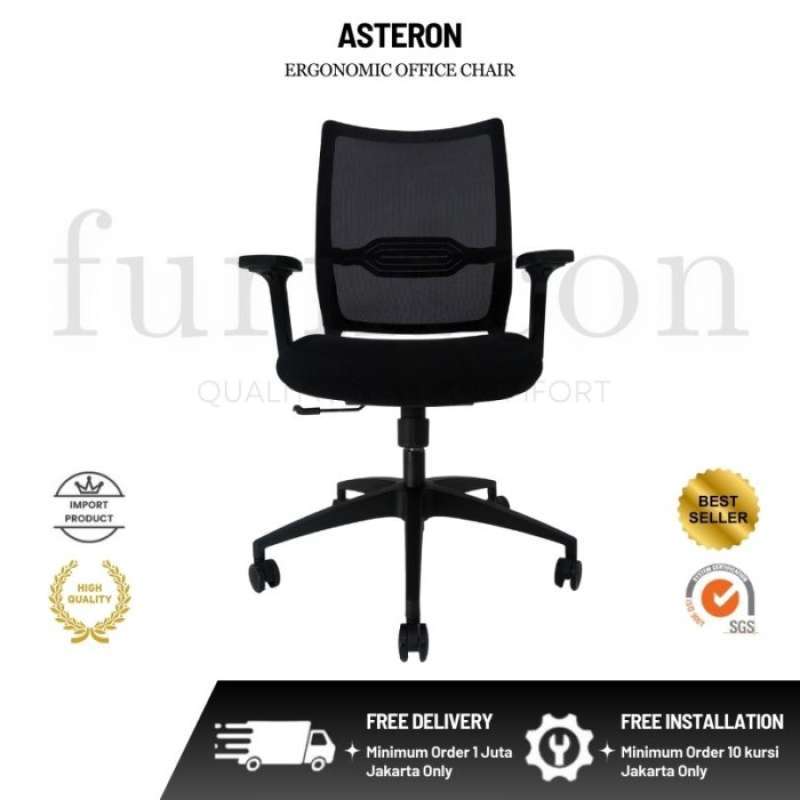 Promo FURNICON Kursi Kantor ASTERON Office Chair - Hitam Diskon 9% di ...