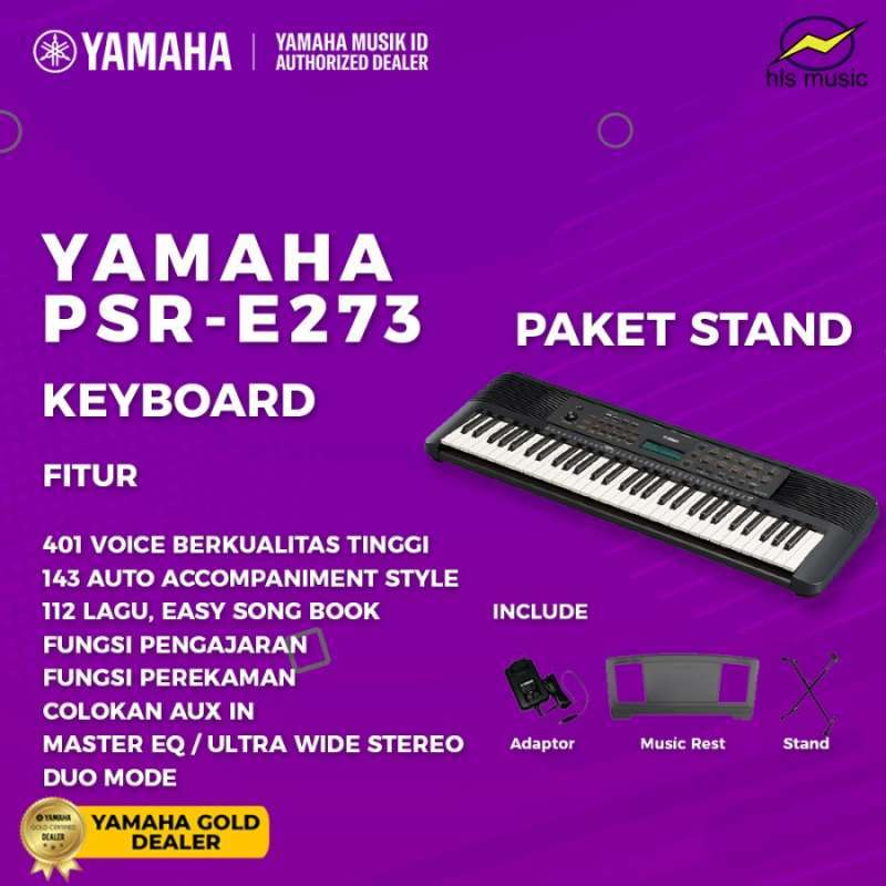 Promo Yamaha Psre273 / Psr E273 Portable Keyboard Paket Stand Single ...