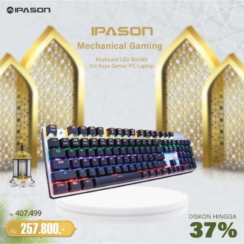 Promo Ipason Mechanical Gaming Keyboard LED Backlit 104 Keys Gamer PC ...