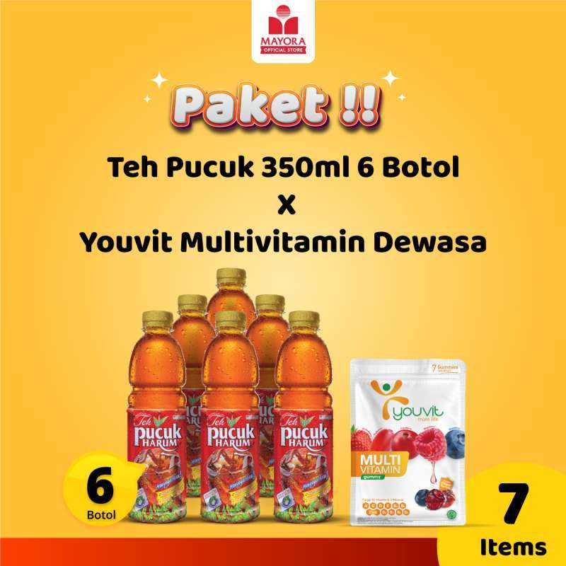 Promo Teh Pucuk Harum 350ml Paket 6 x Youvit Multivitamin Dewasa Diskon ...