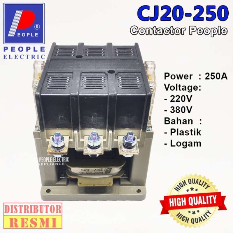 Promo CONTACTOR KONTAKTOR CJ20-250 PEOPLE 220V 380V Diskon 23% di ...