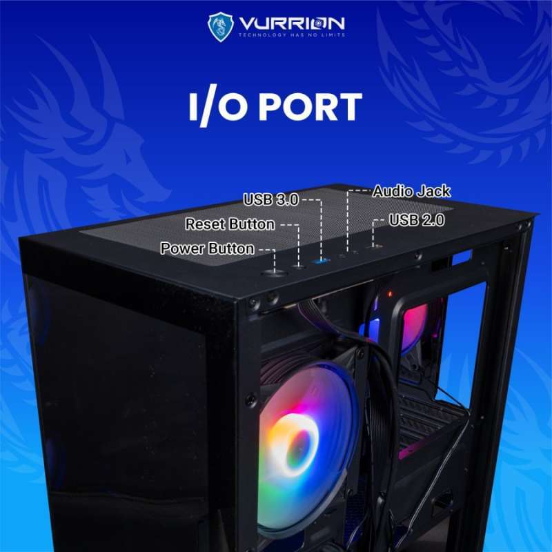 Jual VURRION GAMING CASE GLASSIFY FREE 3 FANS RGB - BLACK - M-ATX / ITX ...