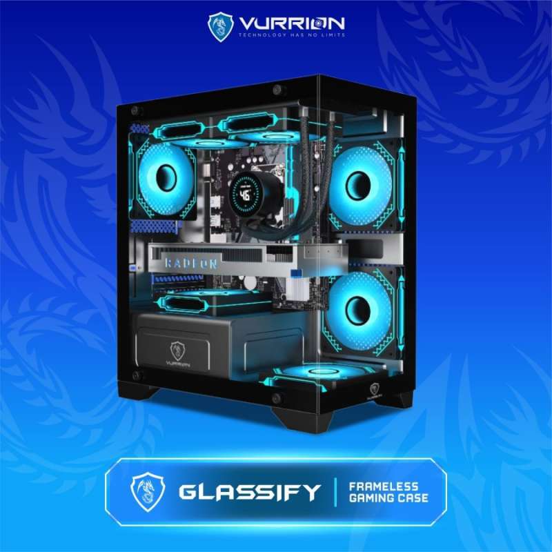 Jual VURRION GAMING CASE GLASSIFY FREE 3 FANS RGB - BLACK - M-ATX / ITX ...