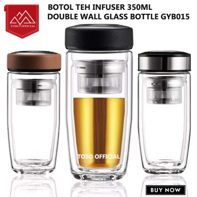 Promo New Botol Minum Teh Infuser Tea Double Wall Glass Bottle Saringan ...