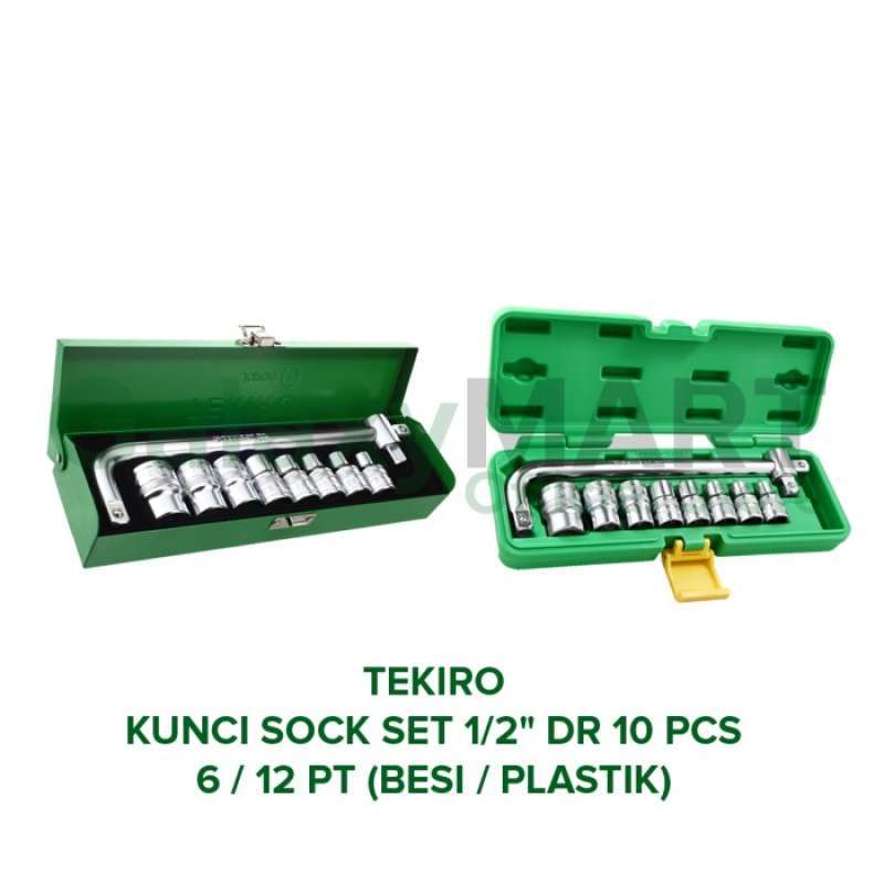 Promo TEKIRO KUNCI SOCKET SET 1/2 DR 10 PCS 6 / 12 PT (BESI / PLASTIK ...