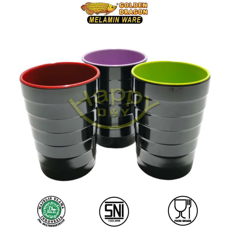 Promo Gelas Minum | Gelas Melamin | Gelas Restoran | Gelas Ulir 2 Warna 340ml Golden Dragon ...