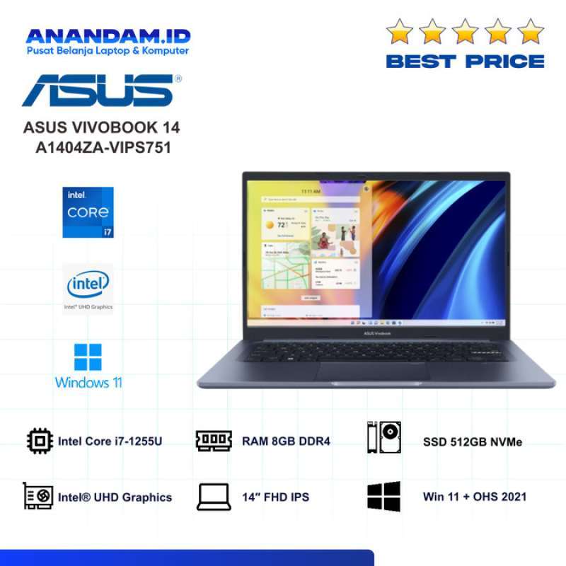 Jual Asus Vivobook 14 A1404za-vips751 - Quiet Blue Di Seller Anandam.id Official Store - Anandam ...