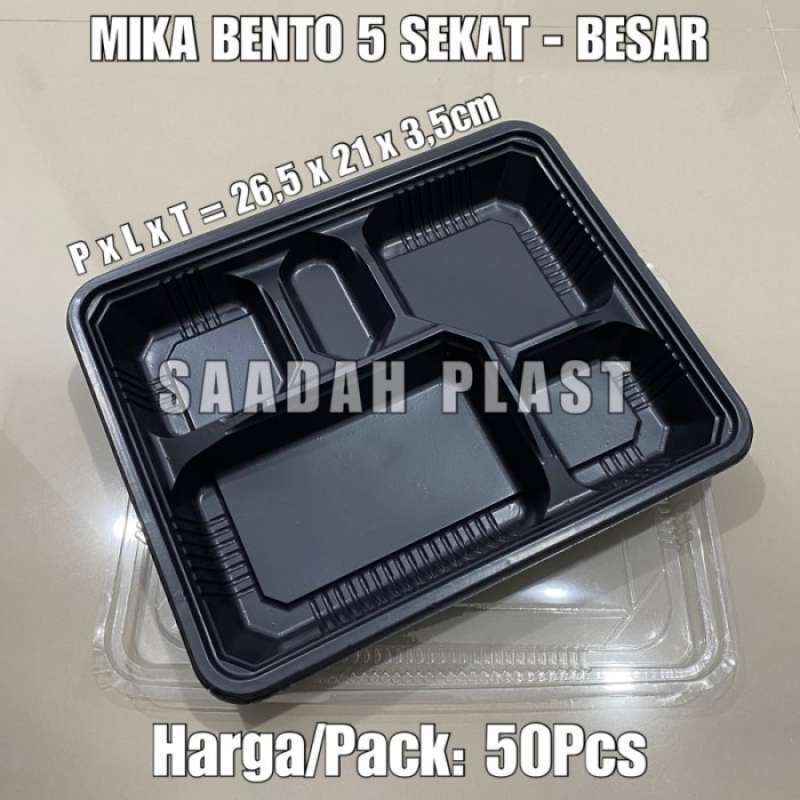 Promo (isi 50) Mika Bento 5 Sekat Besar / Tray Bento / Box Nasi Kotak Makan Diskon 23% Di Seller ...
