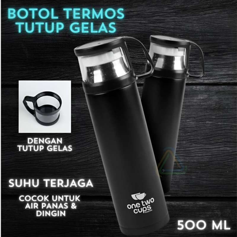 Promo Botol Minum Termos Tahan Panas Dingin Dengan Tutup Gelas 500 Ml ...