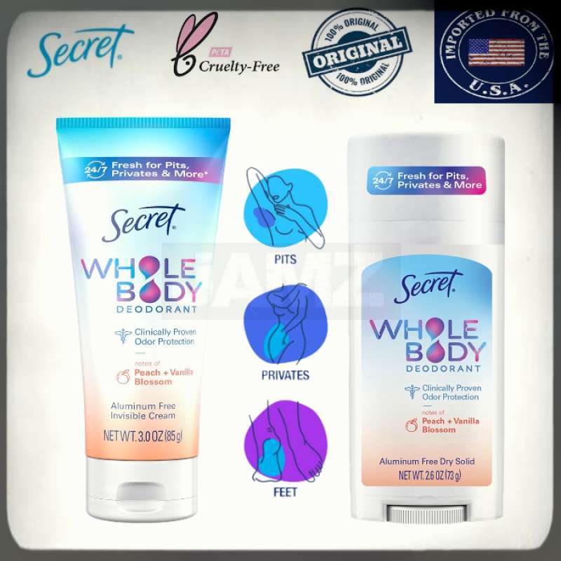 Promo Secret Deodorant Whole Body Stick / Cream Aluminum Free For Pits ...