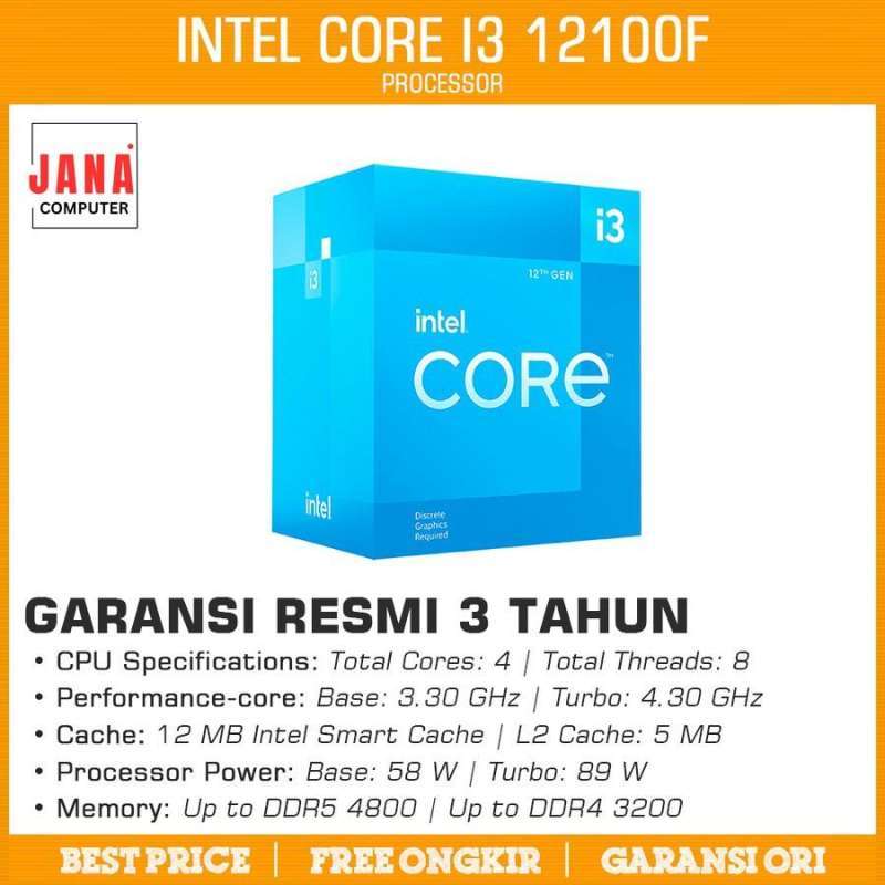 Jual Intel Core I3 12100f Box Di Seller Jana Computer - Batununggal ...