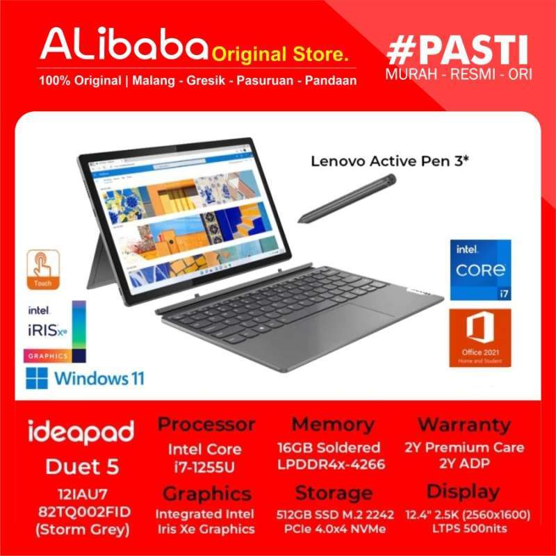 Jual Lenovo Ideapad Duet 5 12iau7 82tq002fid Core I7 1255u 16gb 512gb W11 Di Seller Alibaba ...
