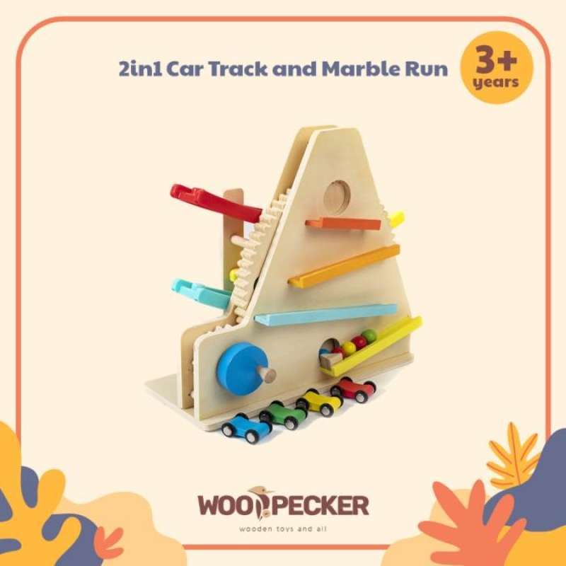 Promo Mainan Wood 2in1 Car Track Marble Run Mobil Kelereng Kayu Edukasi ...