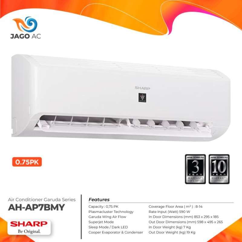 Promo Ac Plasmacluster Sharp 3/4pk Ah-ap7bmy 7bmy 07bmy Garuda Wing Superjet Diskon 33% Di ...