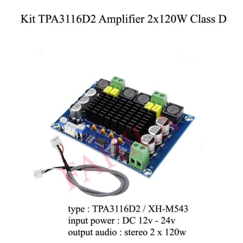 Jual Kit Amplifier Tpa3116d2 2x120 Watt Xh M543 Modul Amplifier Class D ...