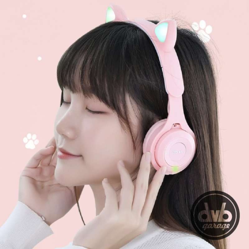 Jual Headphone Telinga Kucing Bluetooth Wireless Import Led Ear Cat ...