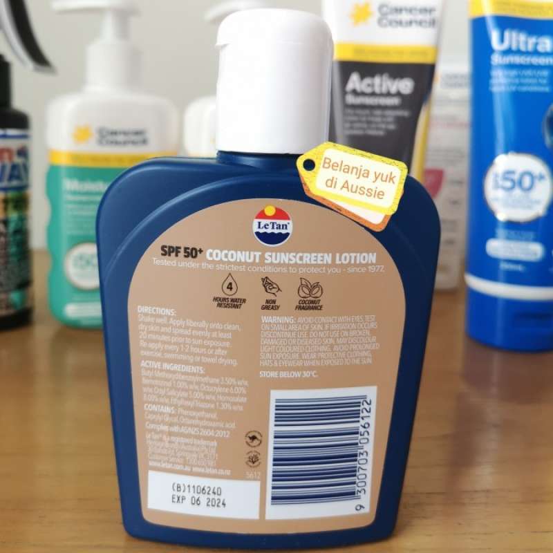 Promo Le Tan Spf 50+ Coconut Sunscreen Lotion Made In Australia Diskon ...