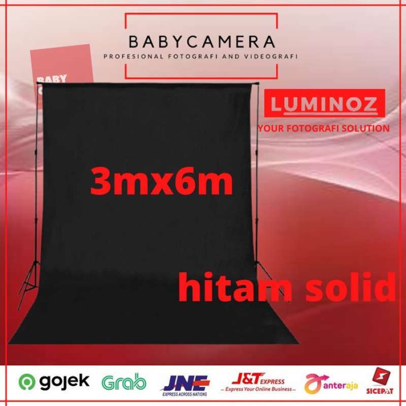 Jual Komplit Kain Background Backdrop Hitam Studio Foto 3x6 M Kode 153 ...