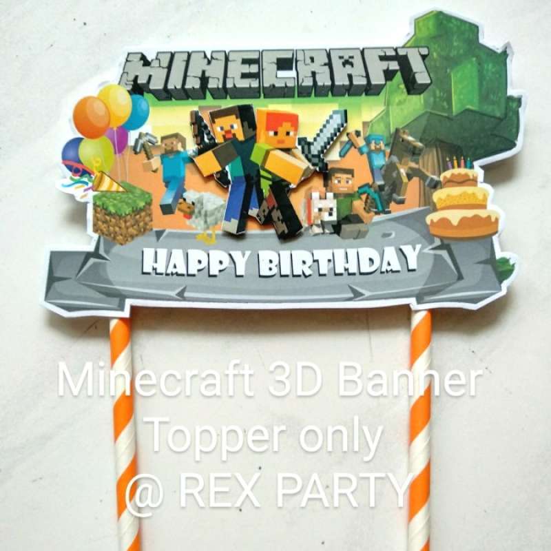 Promo Minecraft Cake Topper/topper Kue Minecraft/topper Birthday Banner ...