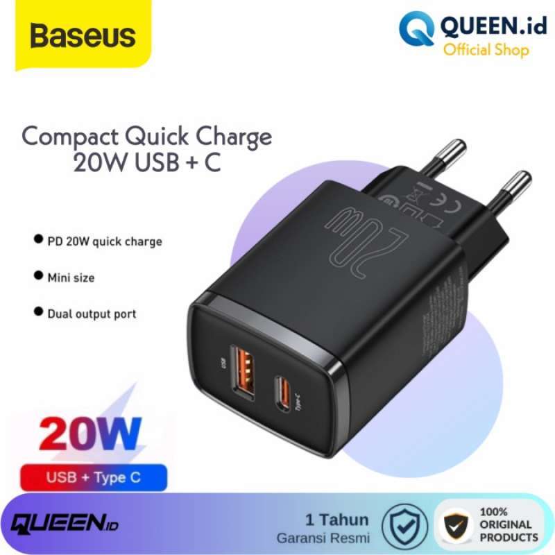 Promo Baseus Charger Adaptor 20w 3a Usb + Type C Dual Port Fast ...