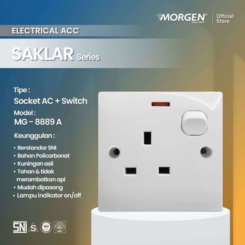 Jual Morgen Socket Ac + Switch Mg-8889a Stop Kontak Ac Model Clipsal ...