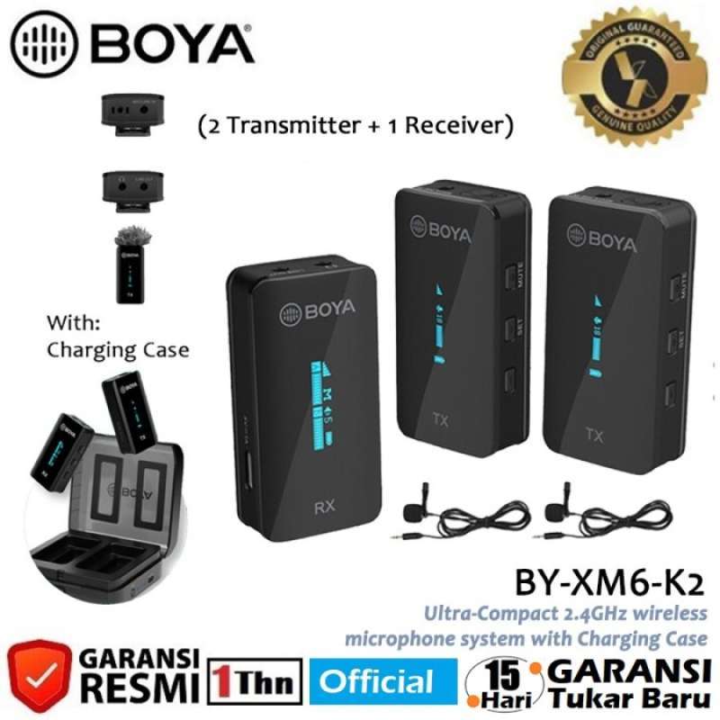 Jual Boya By-xm6-k2 2.4ghz Wireless Microphone System With Charging Case Di Seller Indah Purnama ...