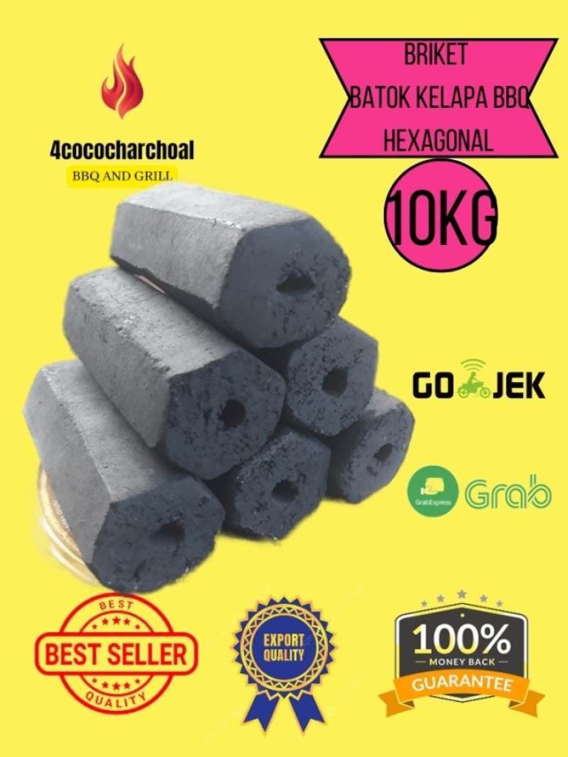 Jual Arang/briket/briket Batok Kelapa Bbq Hexagonal 10kg Di Seller Shin ...
