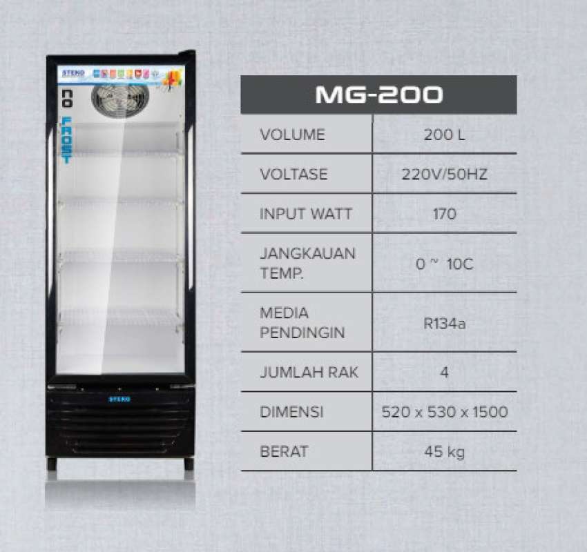 Jual Showcase No Frost Steko Mg 200 / Kulkas Minuman 200 Liter Steko Mg200 Di Seller Shin Store ...