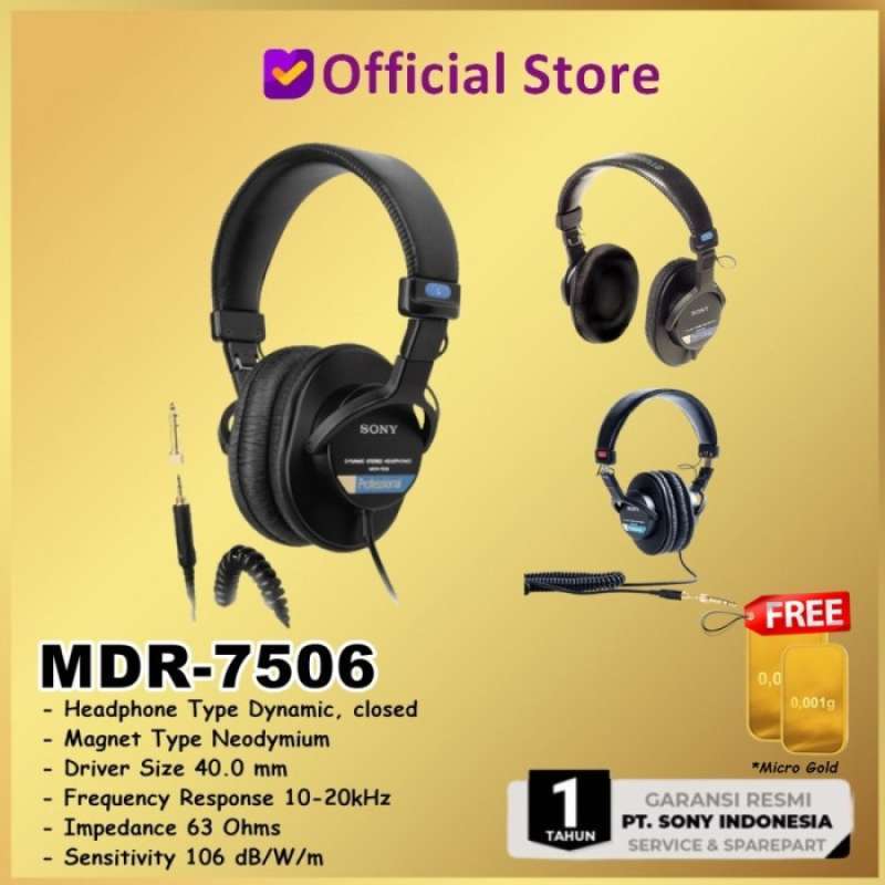 Promo Sony Mdr-7506 Mdr7506 Mdr 7506 Stereo Professional Headphones ...
