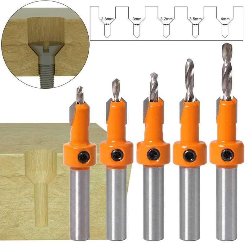 Jual Jgzui Mata Bor Kayu Pelubang Drat Baut Bit Router 8mm 5 Pcs Jgz5 ...