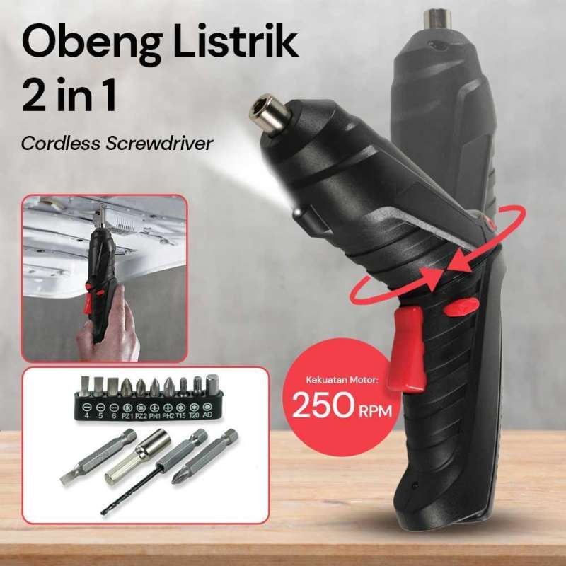 Jual Liangdi Obeng Bor Listrik Cordless Screwdriver Drill 2 In 1 250 ...