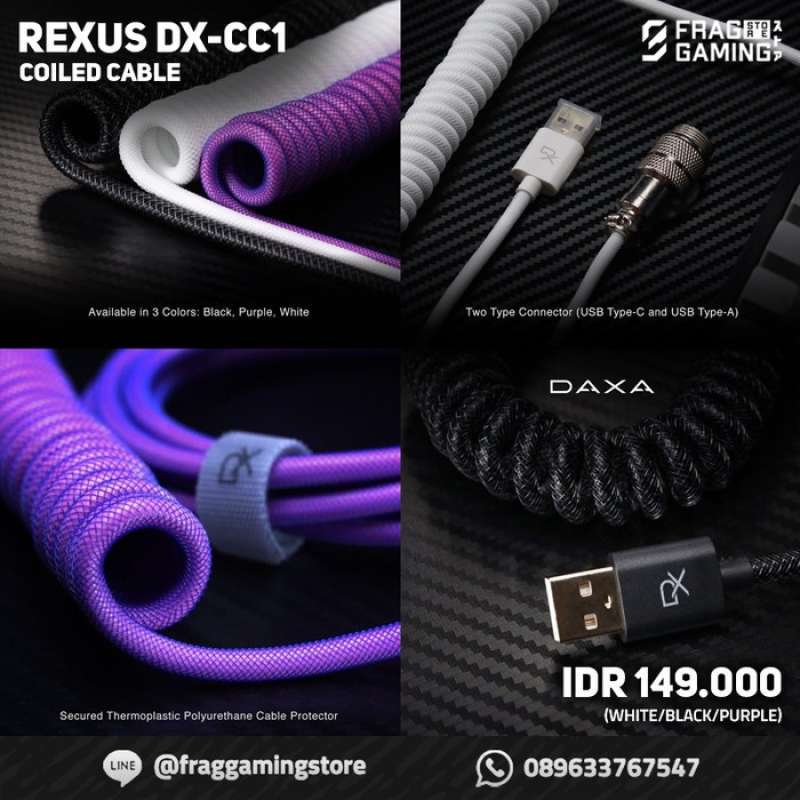 Jual Rexus Daxa Dx-cc1 / Dx Cc1 Coiled Cable Usb Type C For Keyboard Di ...