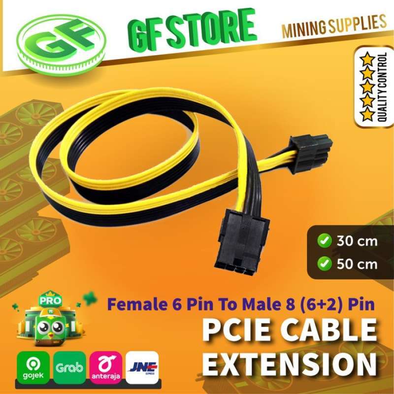 Jual Pcie Cable Extension Gpu Cable - Female 6 Pin To Male 8 Pin (6+2 ...
