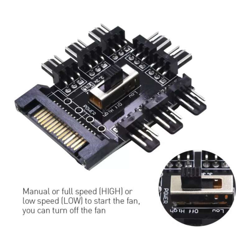 Jual Fan Hub 8 Port 3pin Pwm Speed Controller Power Sata Molex High ...