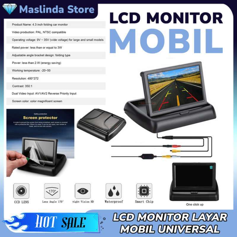 Promo Lcd Monitor Mobil Parkir Mundur Belakang Dashboard Rear View 4.3 ...