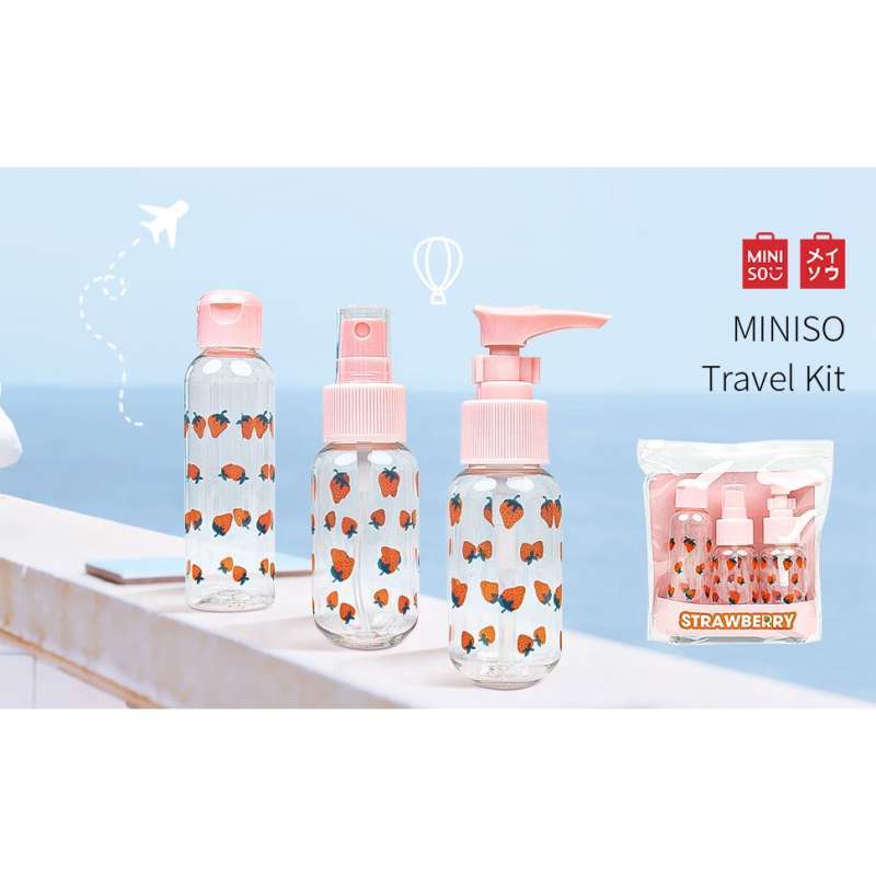 Jual Miniso - Travel Kit Strawberry/pineapple || Botol Traveling ...