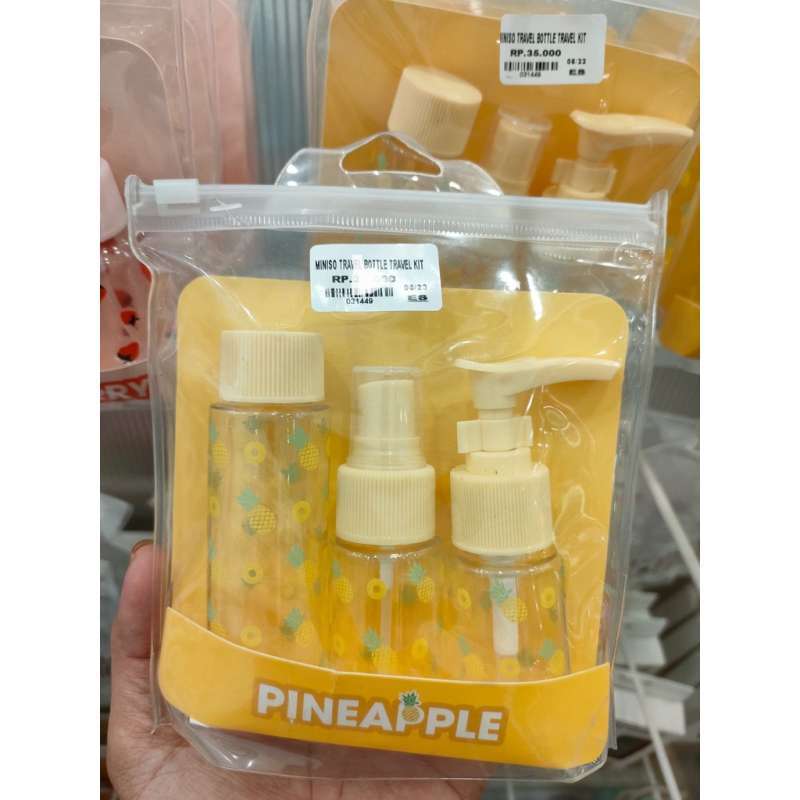 Jual Miniso - Travel Kit Strawberry/pineapple || Botol Traveling ...