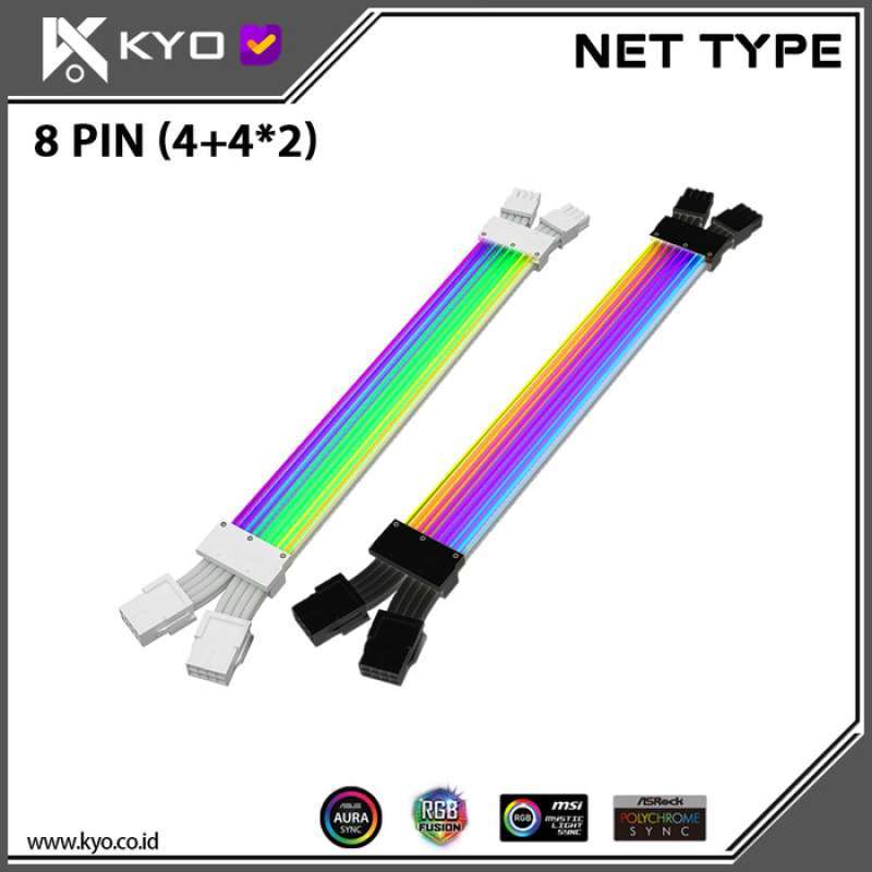 Jual Kyo Row Argb Cable 8 Pin X 2 Cpu Cable Extension 4+4pin*2 Di ...