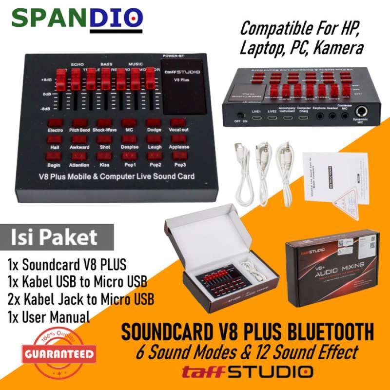Jual Sound Card V8 Plus Bluetooth External Mixer Original Taffstudio Di ...