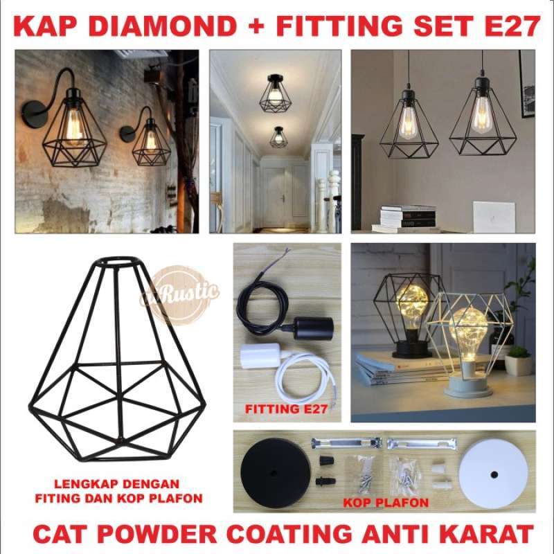 Promo Kap Lampu Gantung Besi Diamond Cafe Vintage ( Pakai Fitting Kabel) - Hitam Diskon 23% Di ...